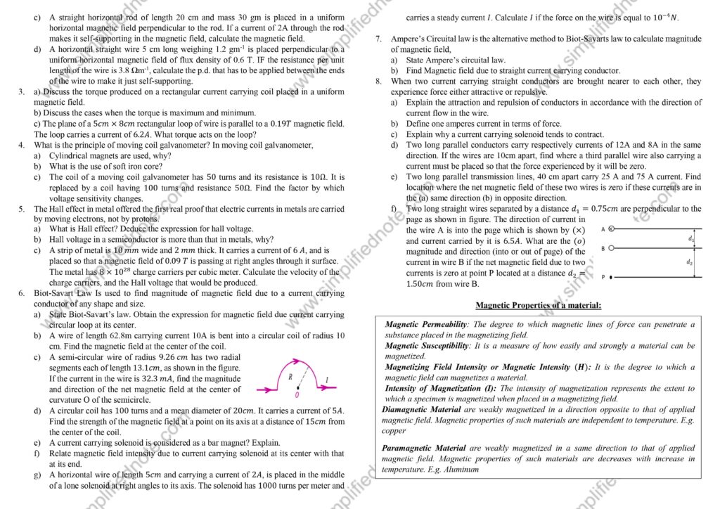 Electricity and magnetism (must solve questions) – Simplified Note
